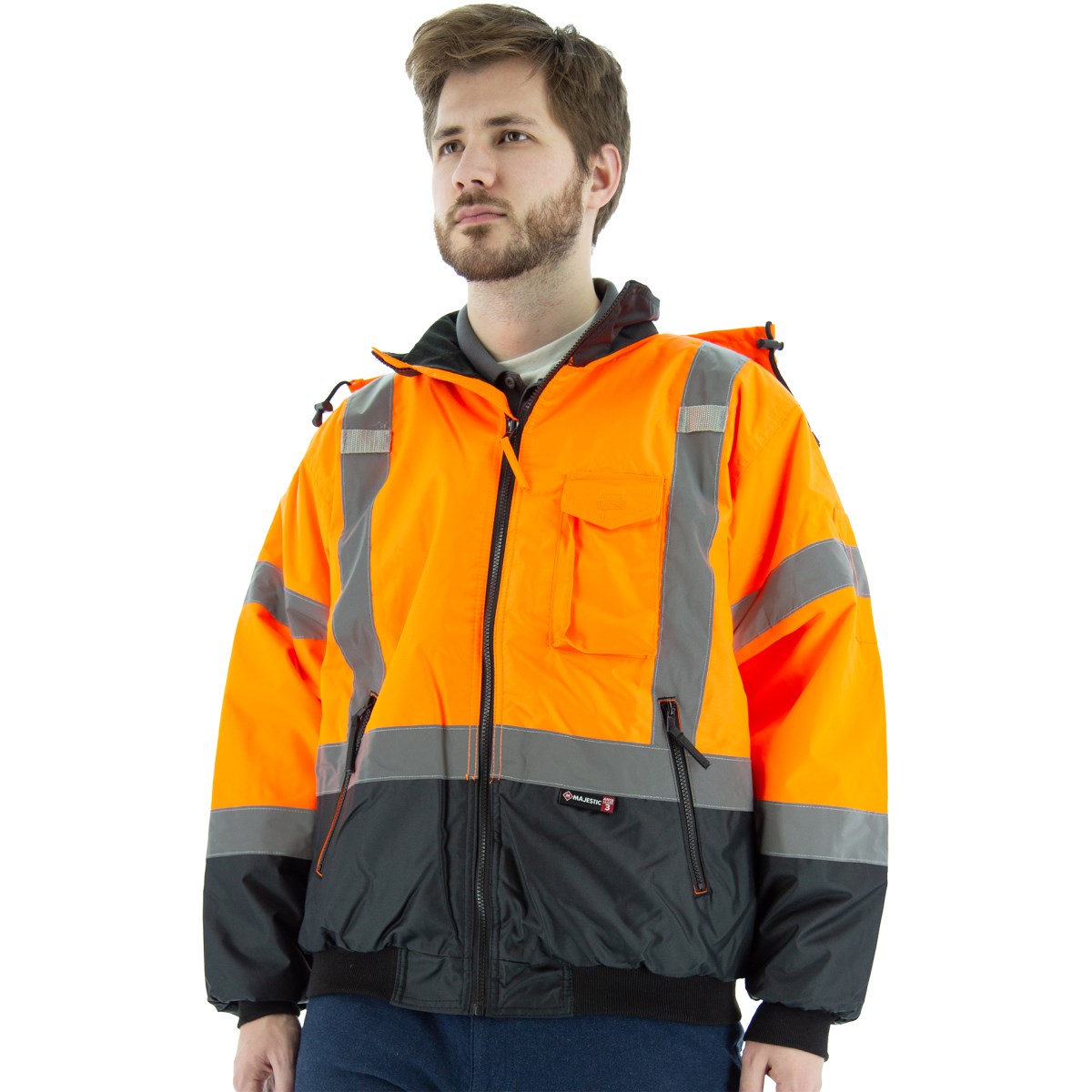 High Visibility Waterproof Jacket with Quilted Liner Majestic With LOG